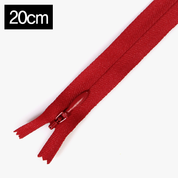 [YKK] 컨실 지퍼 (20cm) - 레드 - 퀼트의 명가 엔조이퀼트