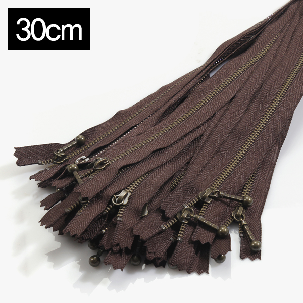 [YKK] 청동지퍼1(30cm) 25개 SET - 밤색 - 퀼트의시작은? 엔조이퀼트와 함께