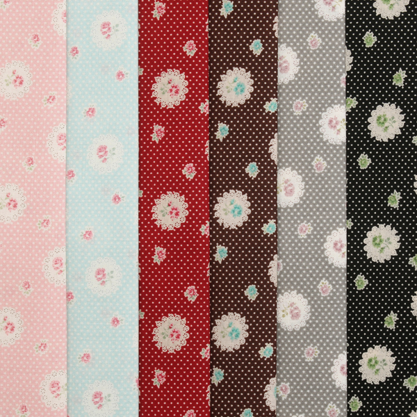 [원단패키지] 유와 로즈 앤 폴카닷 셔팅 프린트 6종 - 45cm x 26cm - 퀼트의시작은? 엔조이퀼트와 함께