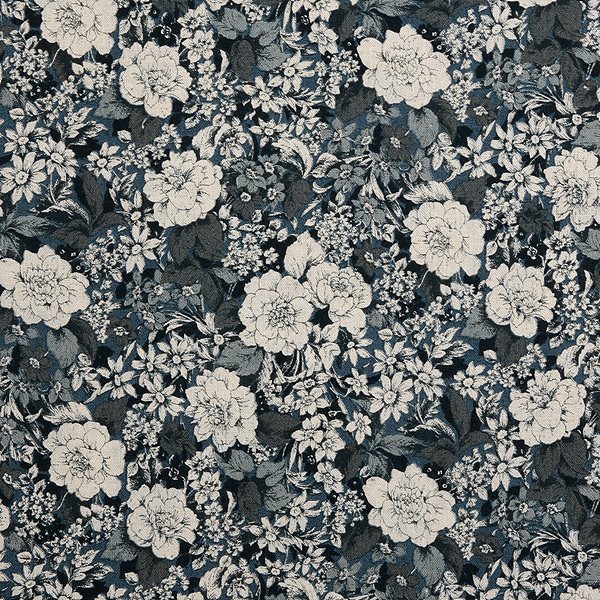 엔조이퀼트 [코스모] 플라워 25908 린넨 시팅 프린트원단 - 딥블루